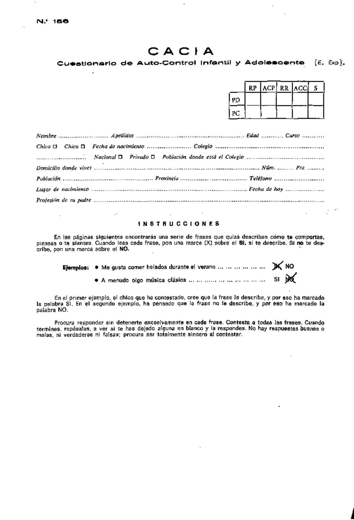 Cuadernillo Cuestionario ( Cacia) (Form. Alt - Psicologia - Studocu