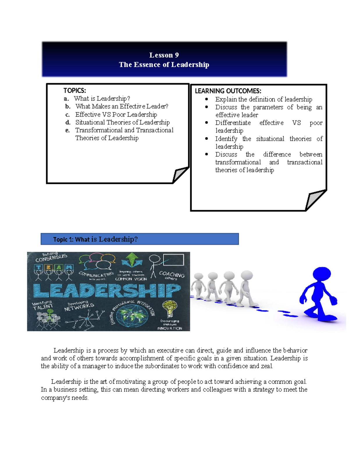 POM-Lesson-9 - principles of organization and management - Leadership ...