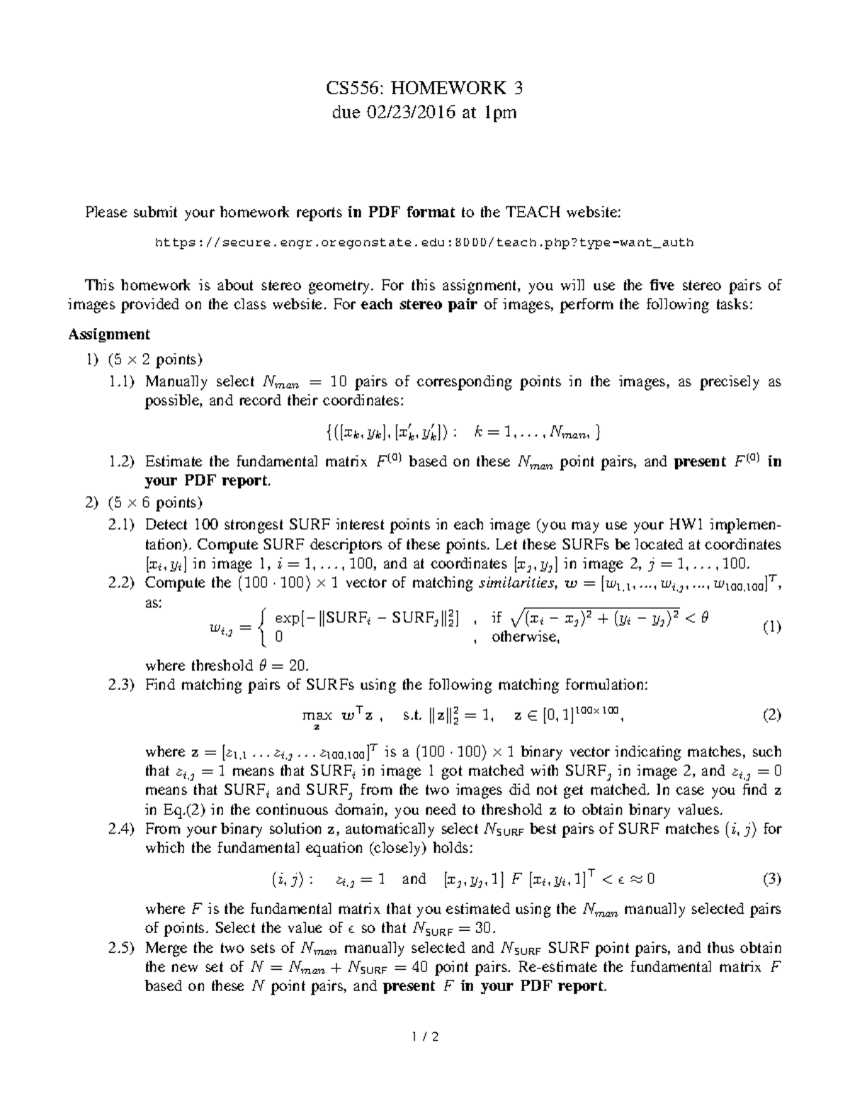 HW3 CS556 2016 - CS556: HOMEWORK 3 due 02/23/2016 at 1pm Please submit your homework reportsin ...
