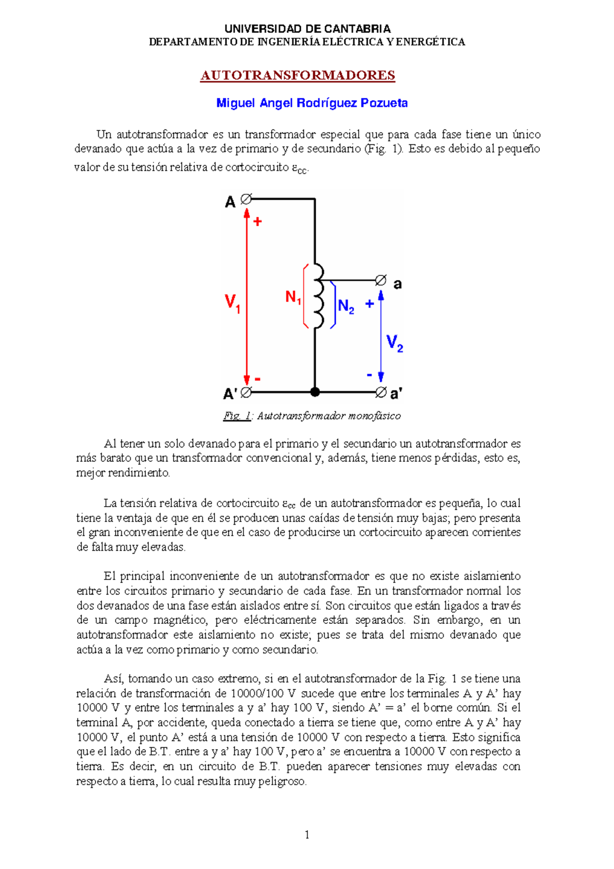 Autotrafos - Apuntes de transformadores - UNIVERSIDAD DE CANTABRIA ...