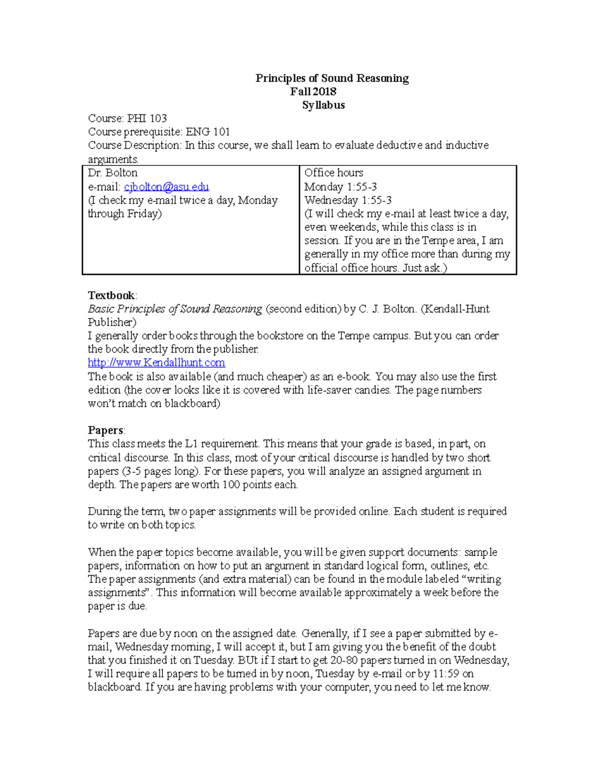 PHI - Syllabus - Principles of Sound Reasoning Fall 2018 Syllabus ...