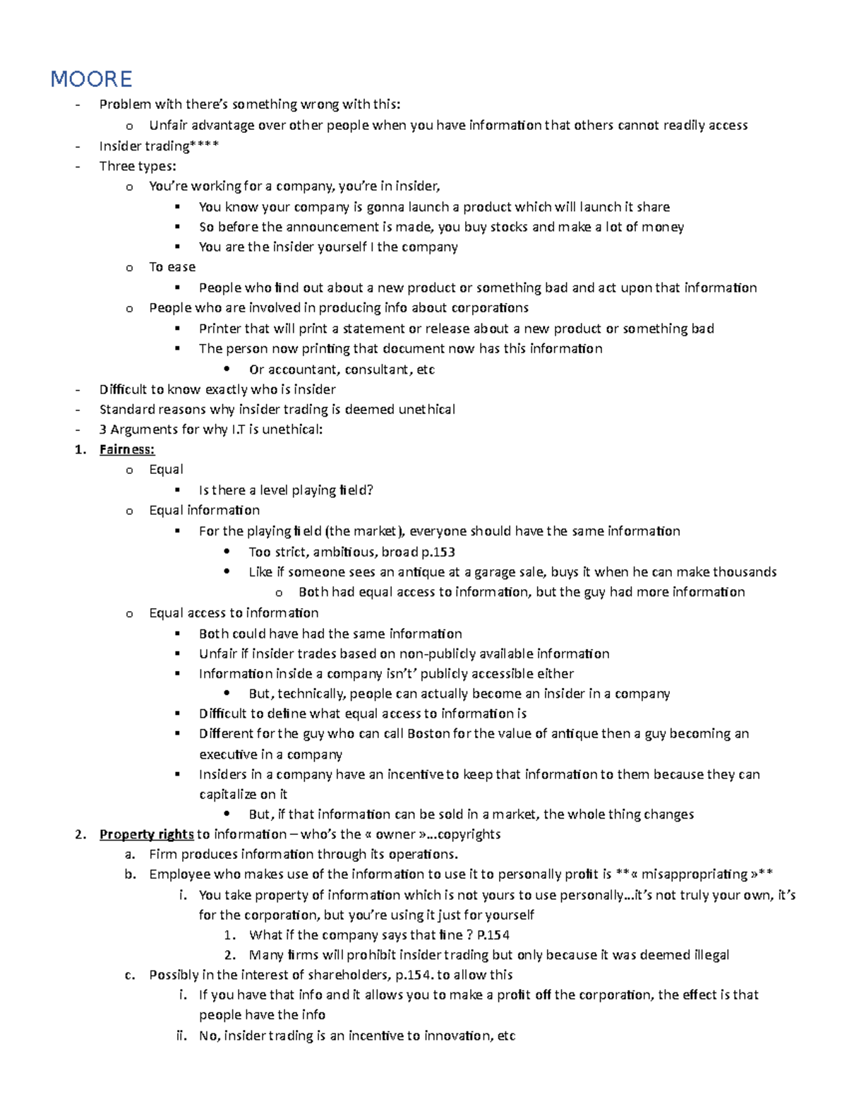 Moore Chapter summary - MOORE Problem with there’s something wrong with ...