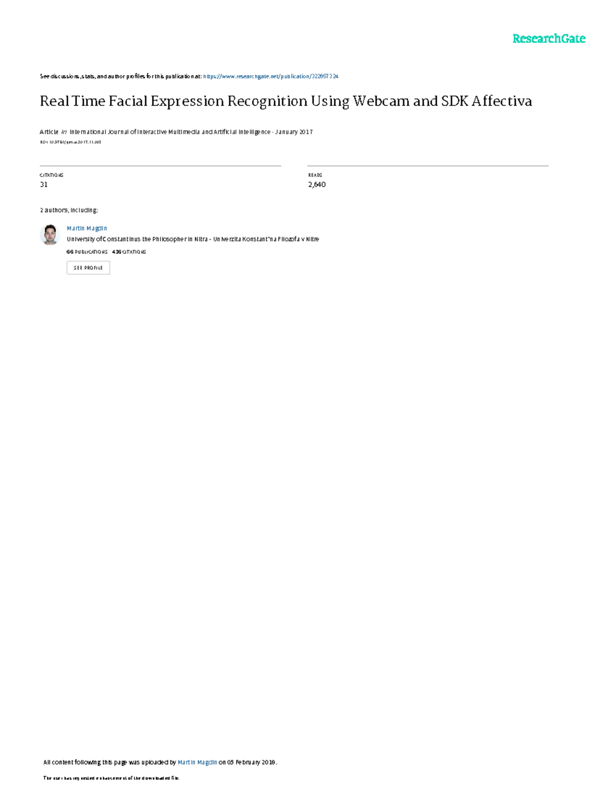 Real Time Facial Expression Recognition Using Webc See Discussions Stats And Author Profiles