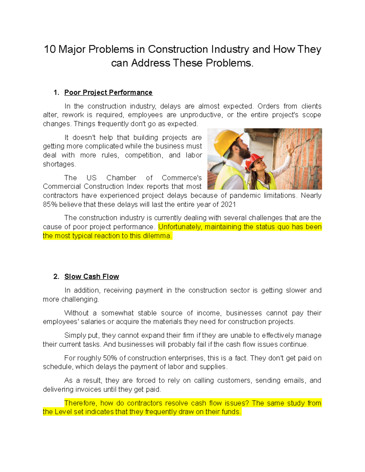 10 Major Problems in Construction Industry and How They can Address ...