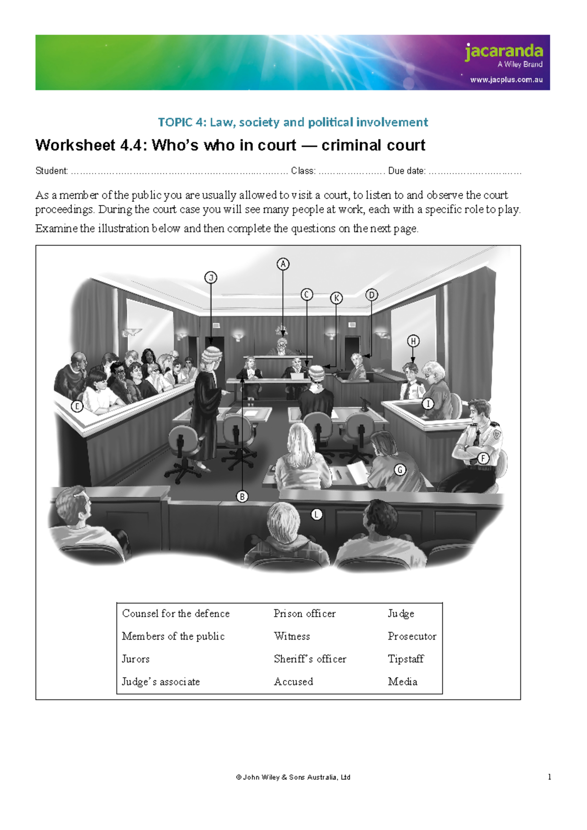 Who’s who in court criminal court - TOPIC 4: Law, society and political ...