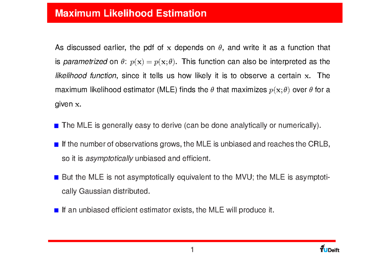 Lecture 03 Maximum Likelihood Estimation Linear Gaussian Model Maximum Likelihood
