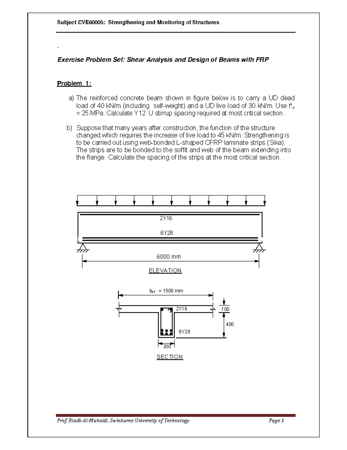 Tutorial work 1 questions and answers - . Exercise Problem Set: Shear ...