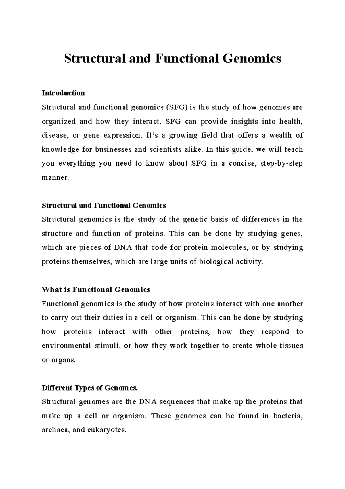 Structural And Functional Genomics Structural And Functional Genomics