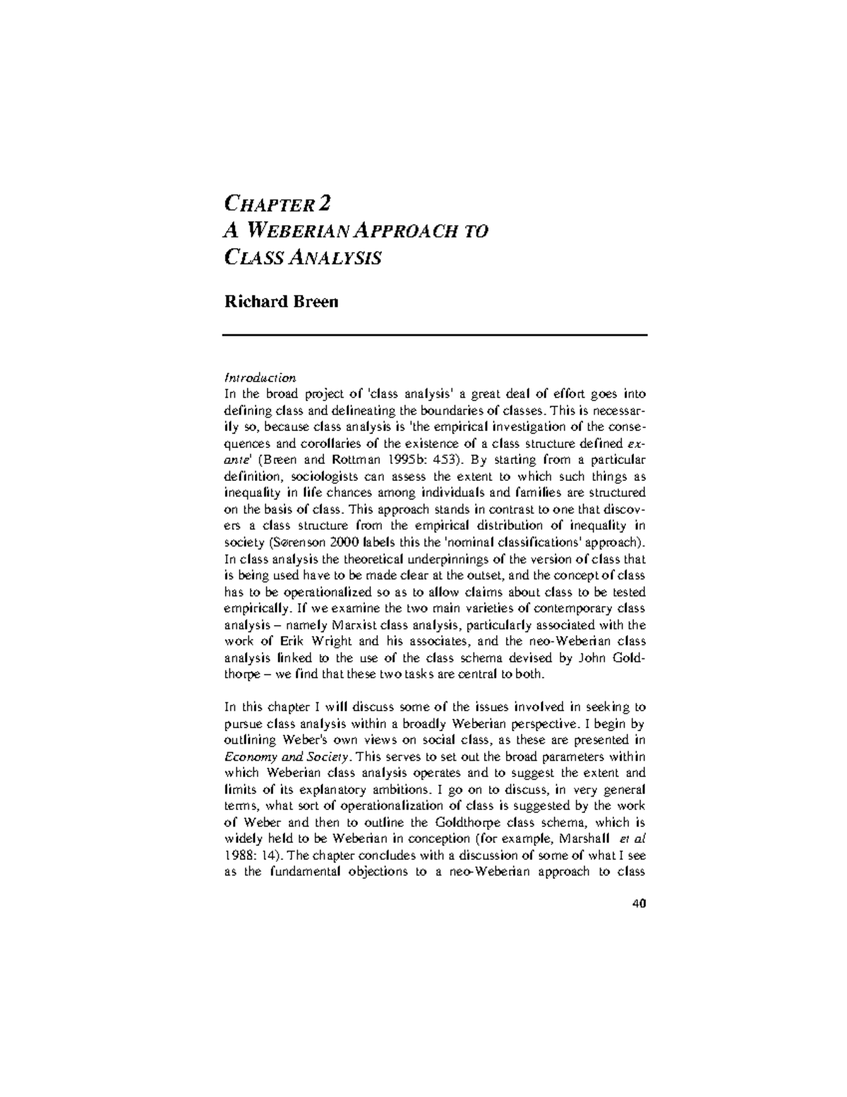 Chapter 2. Weberian Class Analysis - 40 CHAPTER 2 A WEBERIAN APPROACH ...
