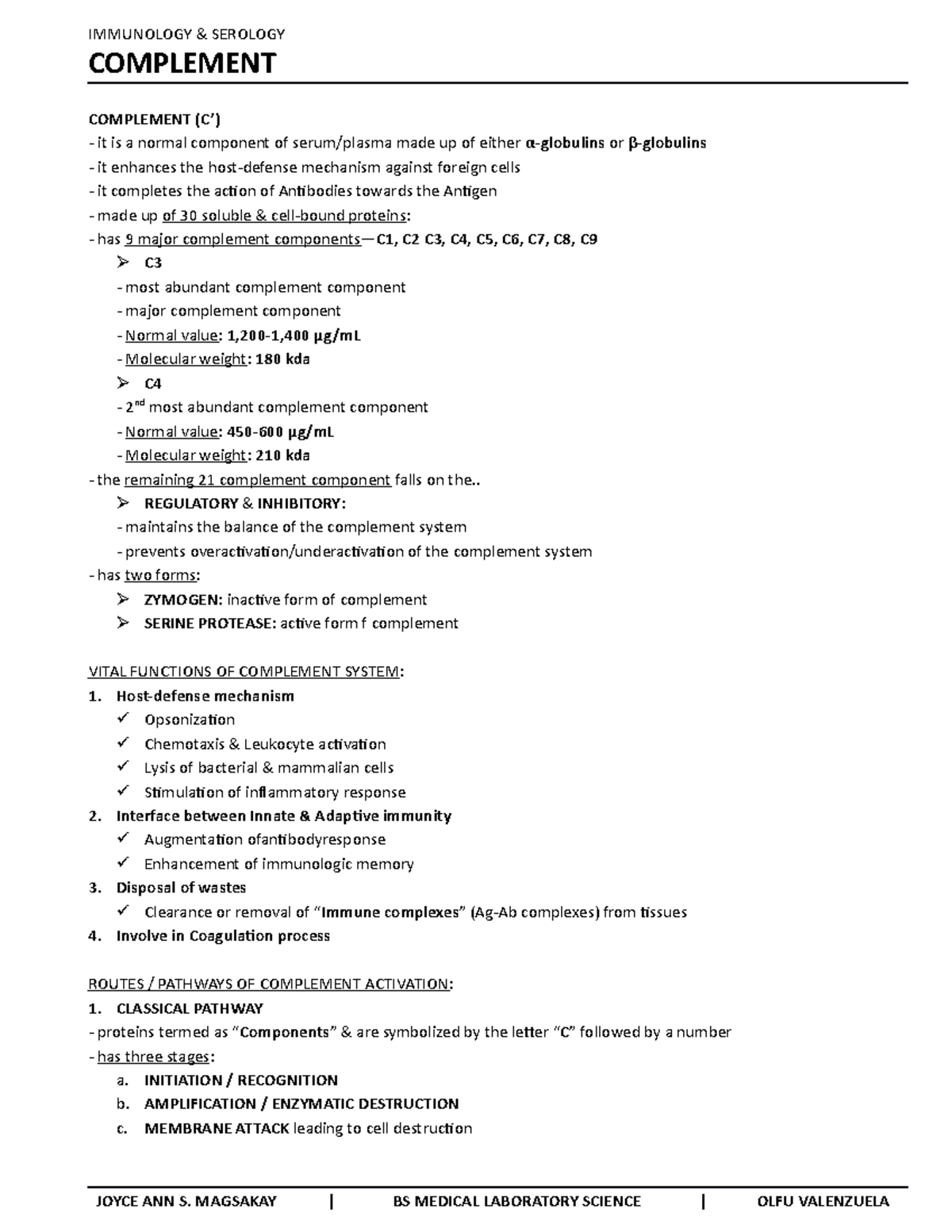 13. Complement Component - IMMUNOLOGY SEROLOGY COMPLEMENT COMPLEMENT it ...