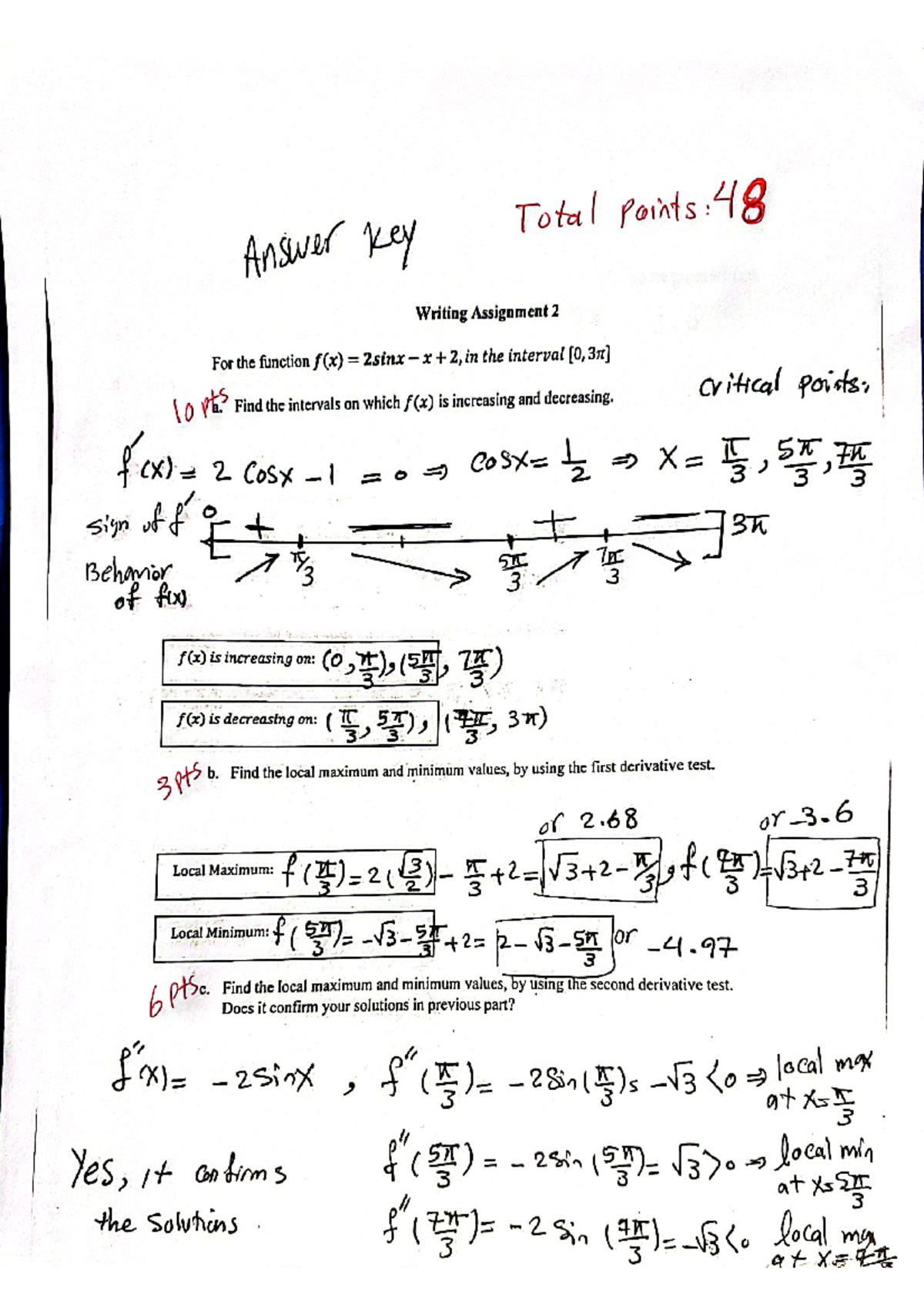 Writing 2 Answer Key - Teach by Prof.Arash Arjmand - MATH 210 - Studocu