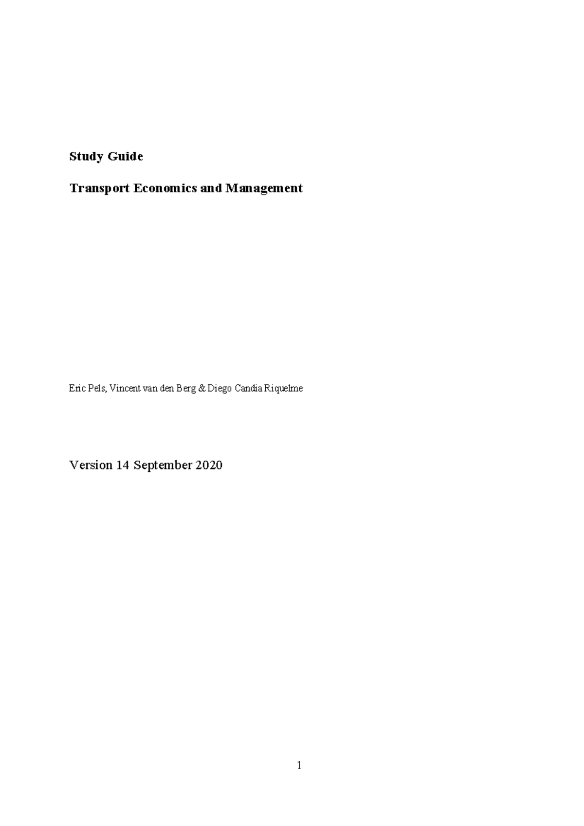 TEM Course Manual - Study Guide Transport Economics and Management Eric ...