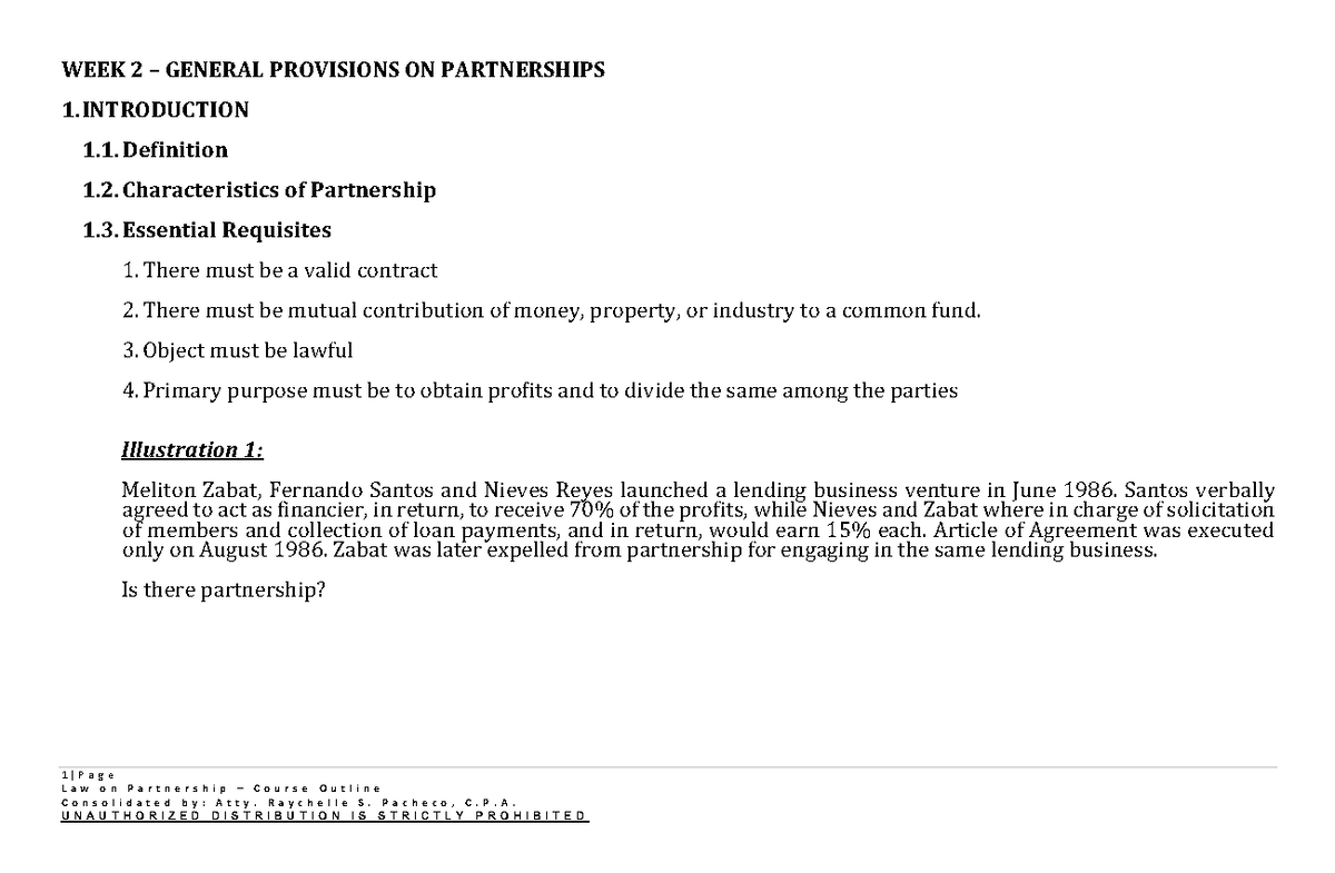 WEEK 2 Module - review notes - 1 | Page L a w o n P a r t n e r s h i p ...