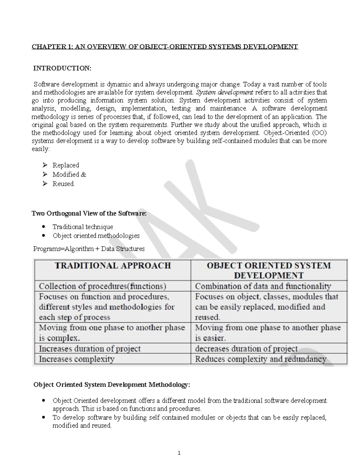 AN Overview OF Object - CHAPTER 1: AN OVERVIEW OF OBJECT-ORIENTED SYSTEMS DEVELOPMENT ...
