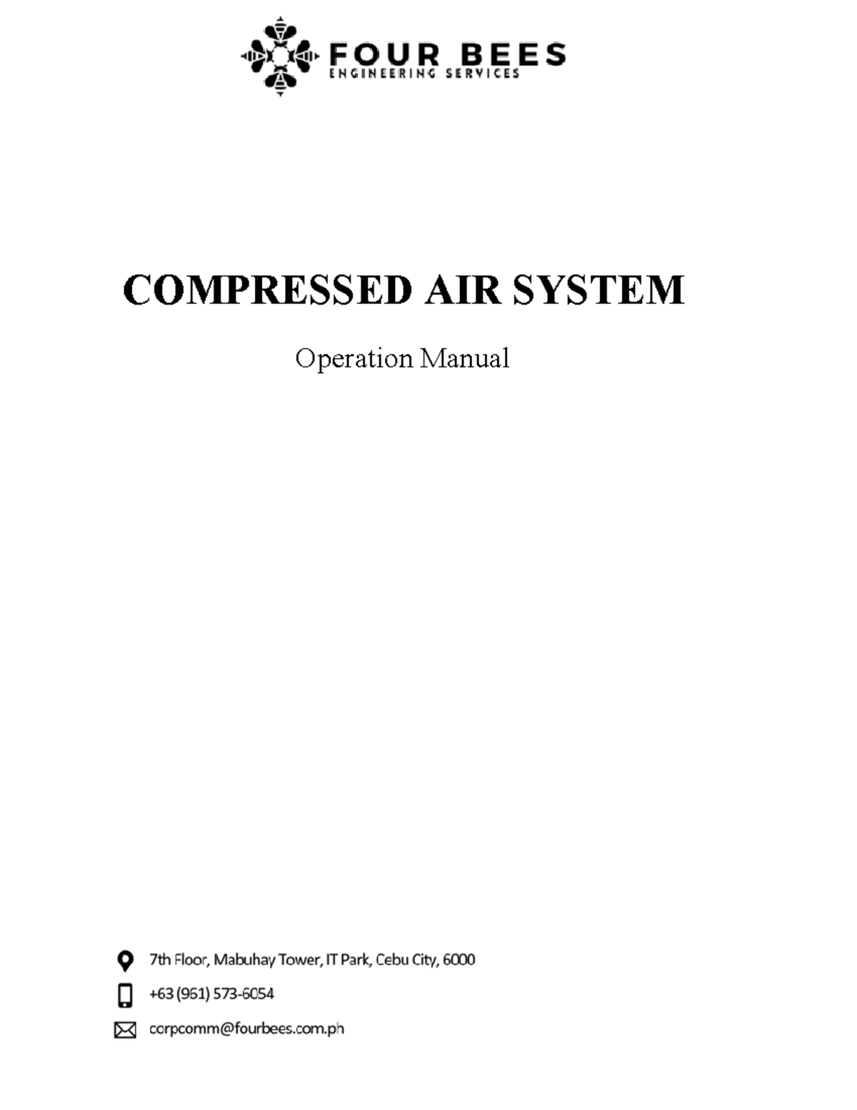 Operations Manual - COMPRESSED AIR SYSTEM Operation Manual Table of ...