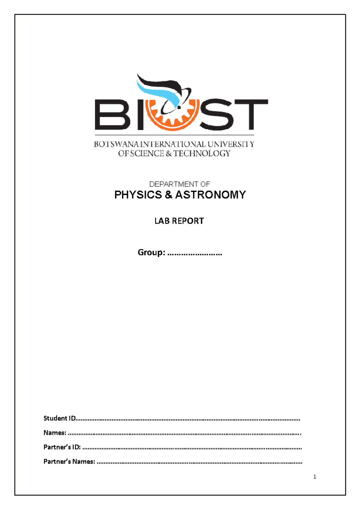 Experiment 3 - Format OF A LAB Report - DEPARTMENT OF PHYSICS ...