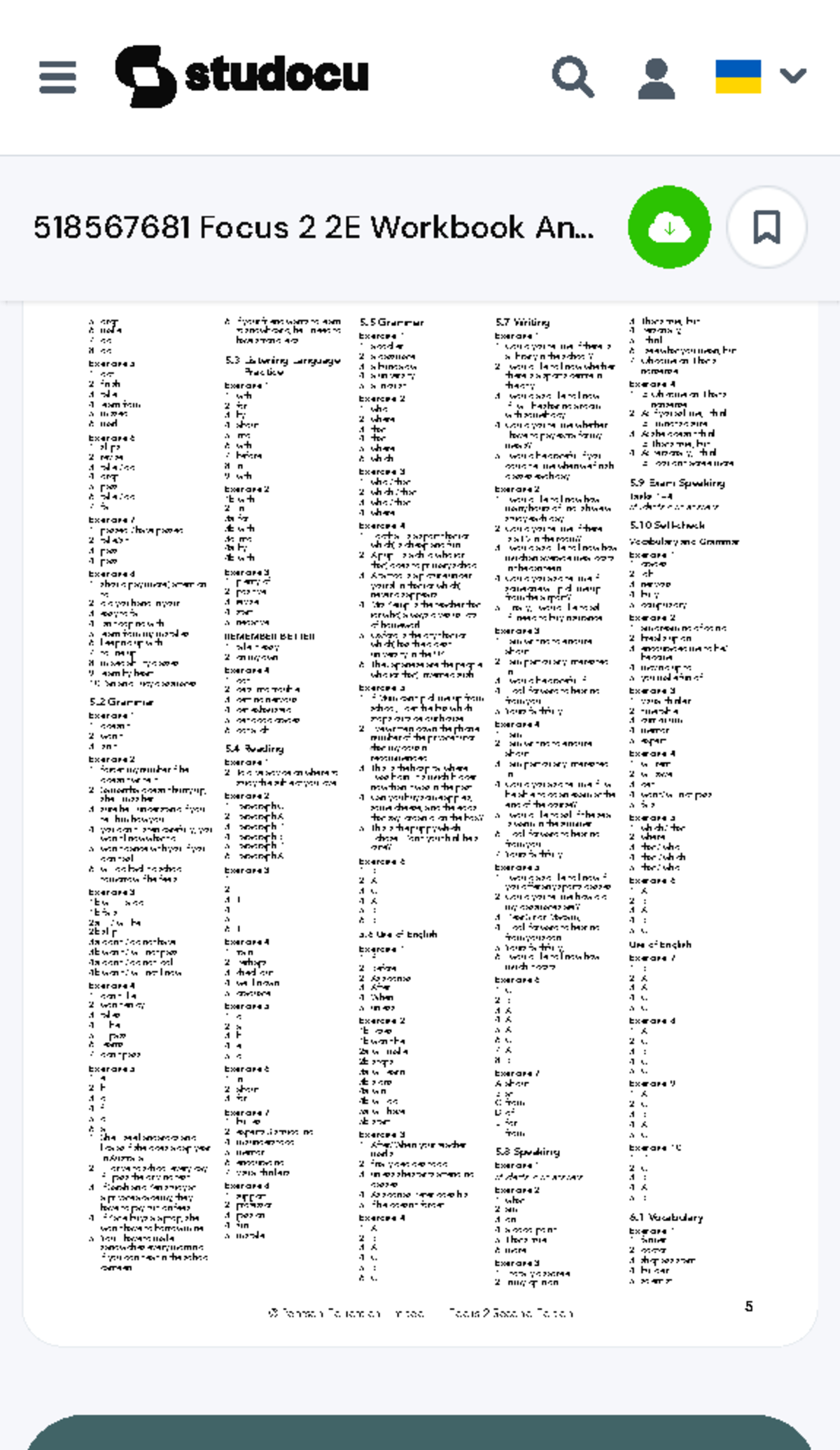 518567681 Focus 2 2E Workbook Answers - 1 Vocabulary Exercise 1 1 unsociable 2 boring 3 relaxed ...
