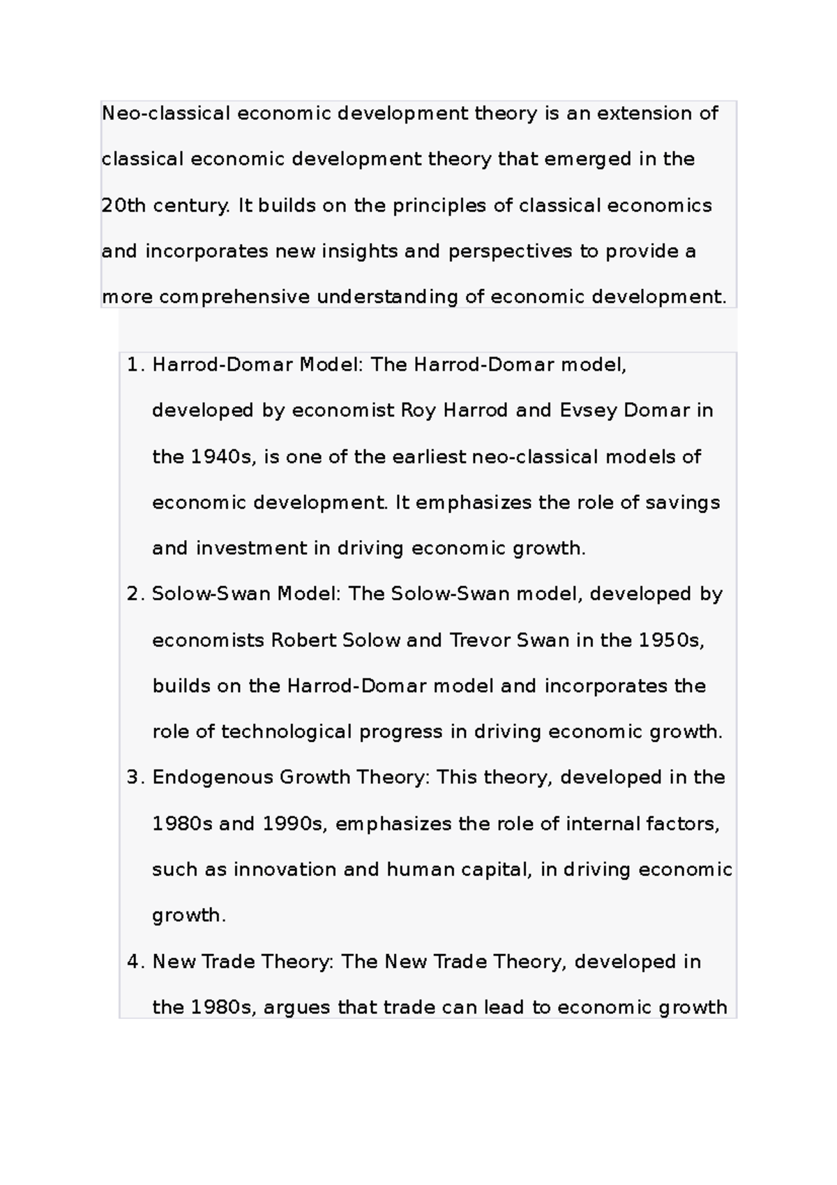 Neo-classical economic development theory - It builds on the principles ...