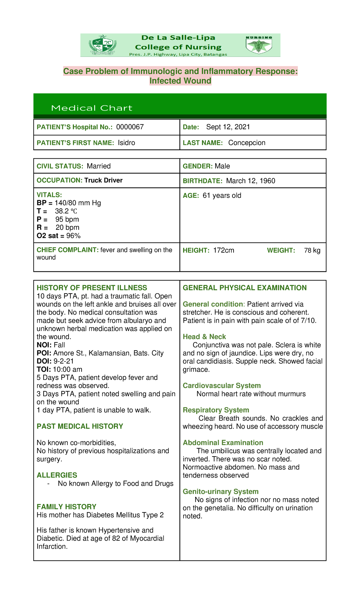 Imm and Inf Case - Infected Wound - Case Problem of Immunologic and ...