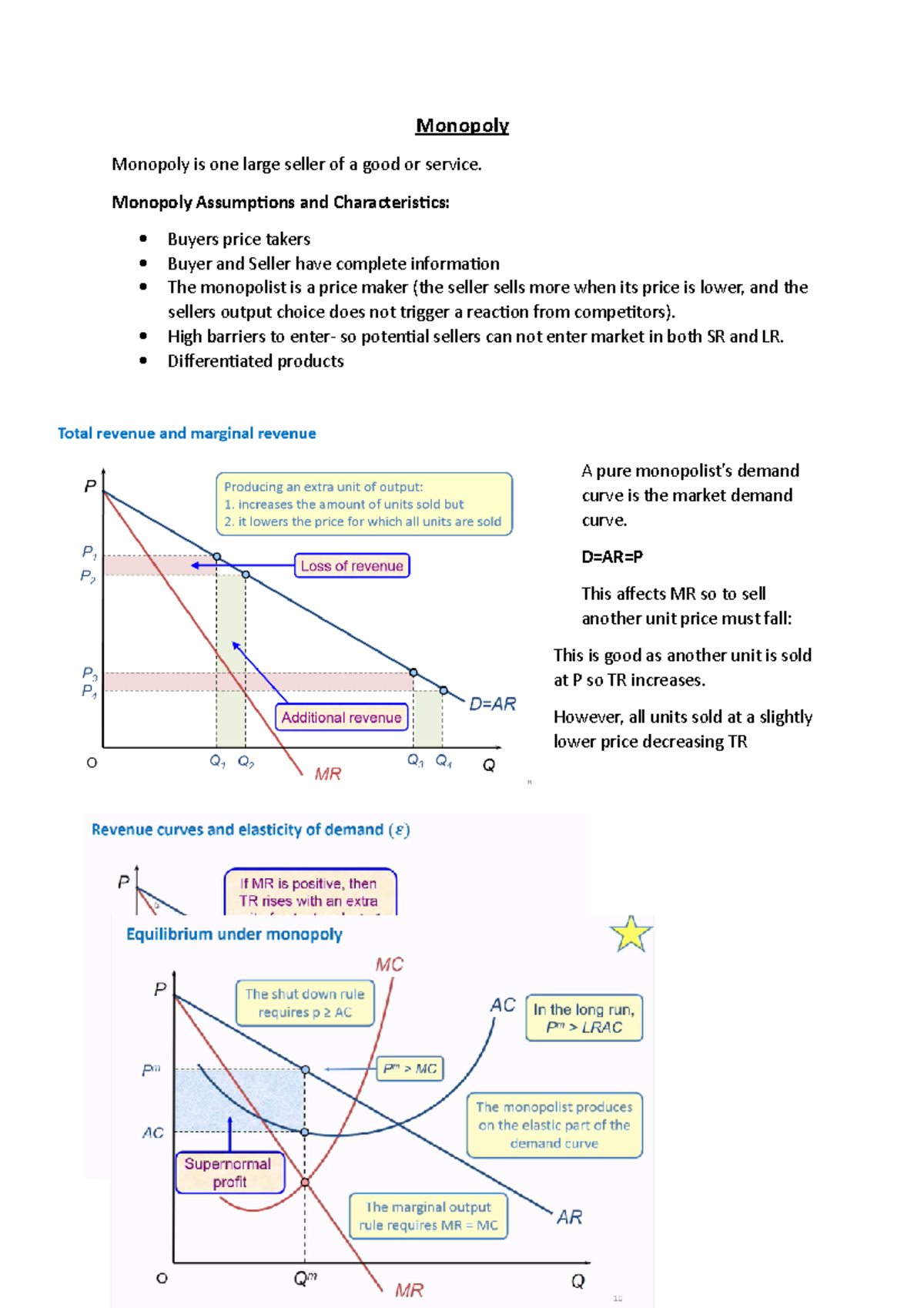 Micro L15 - Lecture notes from Dr Luke Garrod. - Monopoly Monopoly is ...