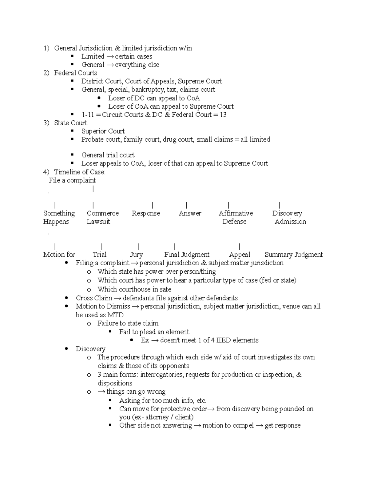 Civ Pro Midterm Rules - ddd - General Jurisdiction & limited ...