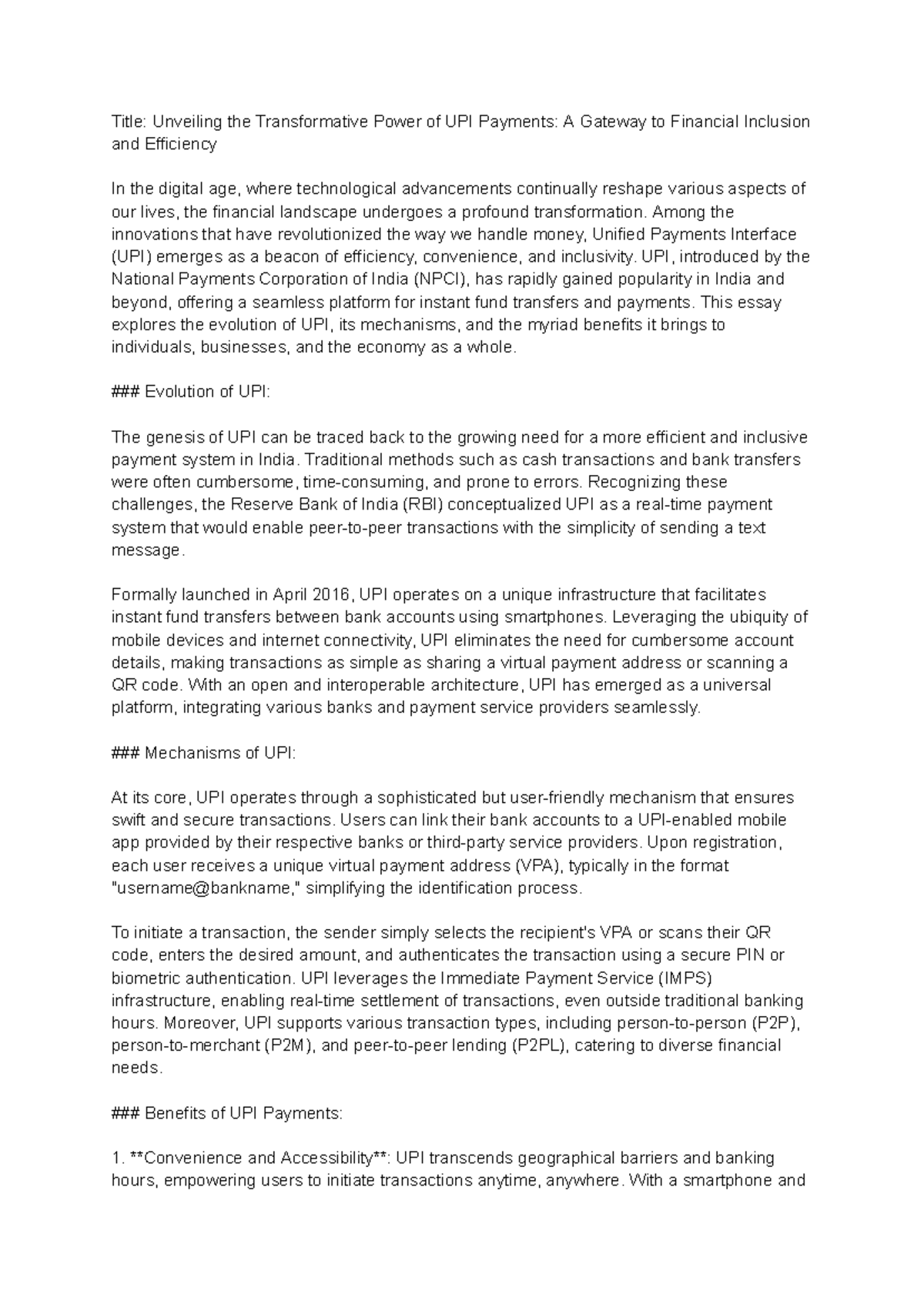 Unveiling the Transformative Power of UPI Payments A Gateway to ...