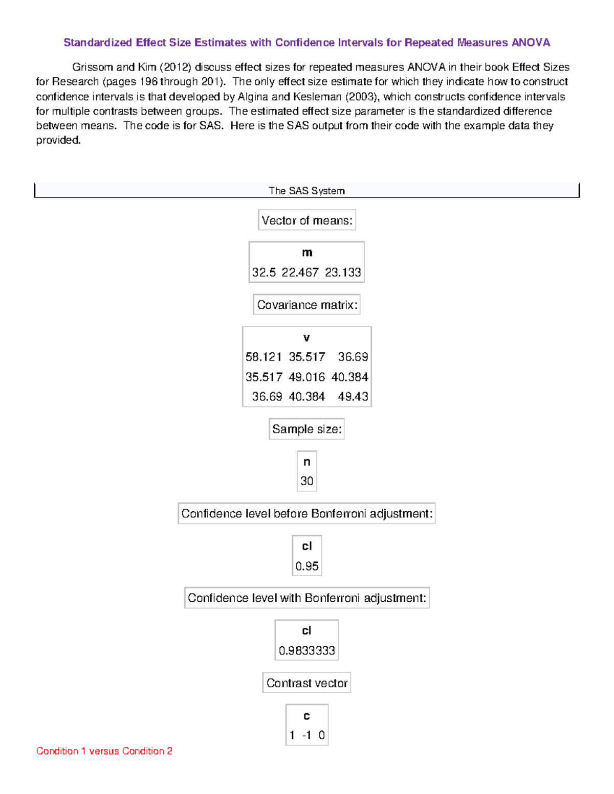 Standardized Effect Size Estimates With Confidence Intervals For Repeated Measures Anova The