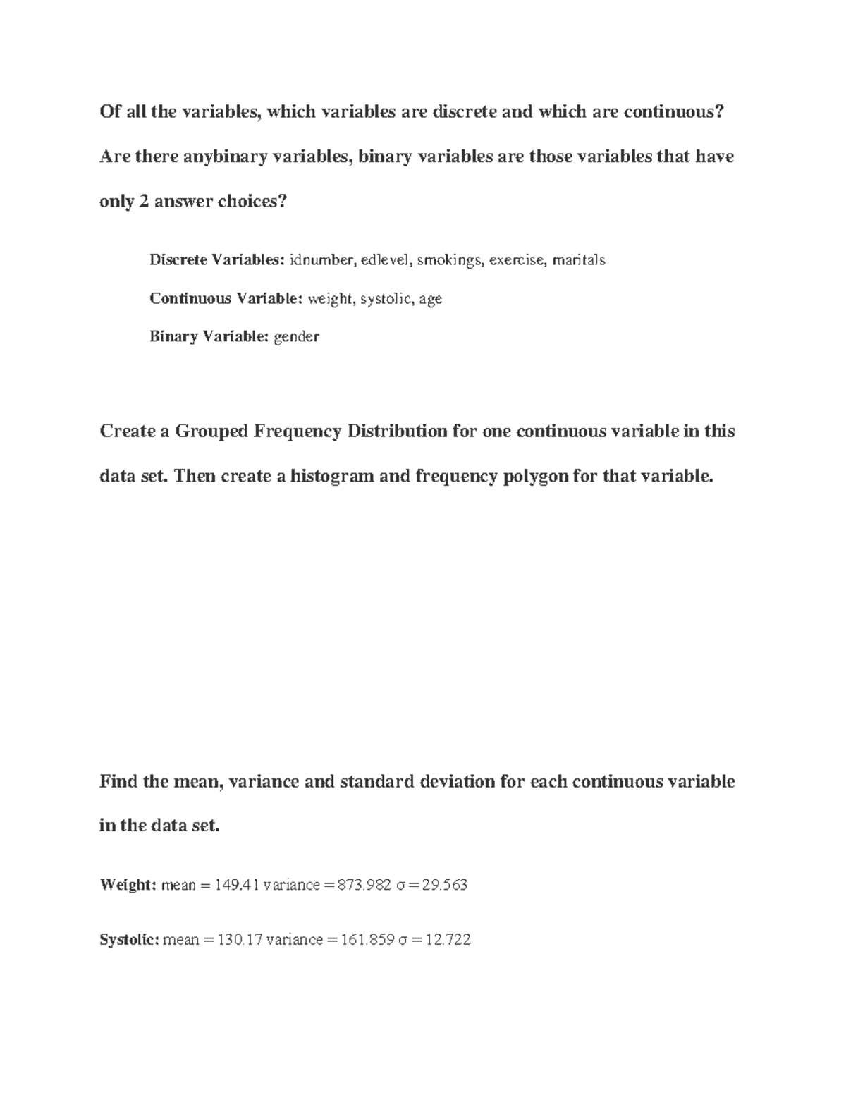Project static - Notes - Of all the variables, which variables are ...