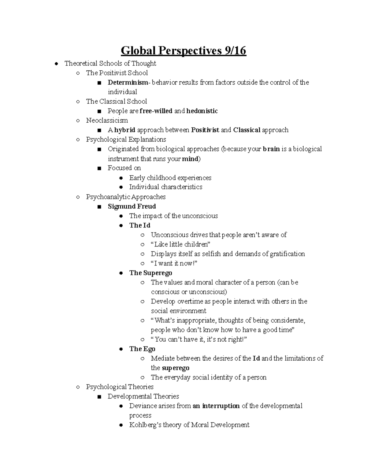 Global Perspectives week 4 - Global Perspectives 9/ Theoretical Schools of Thought The - Studocu