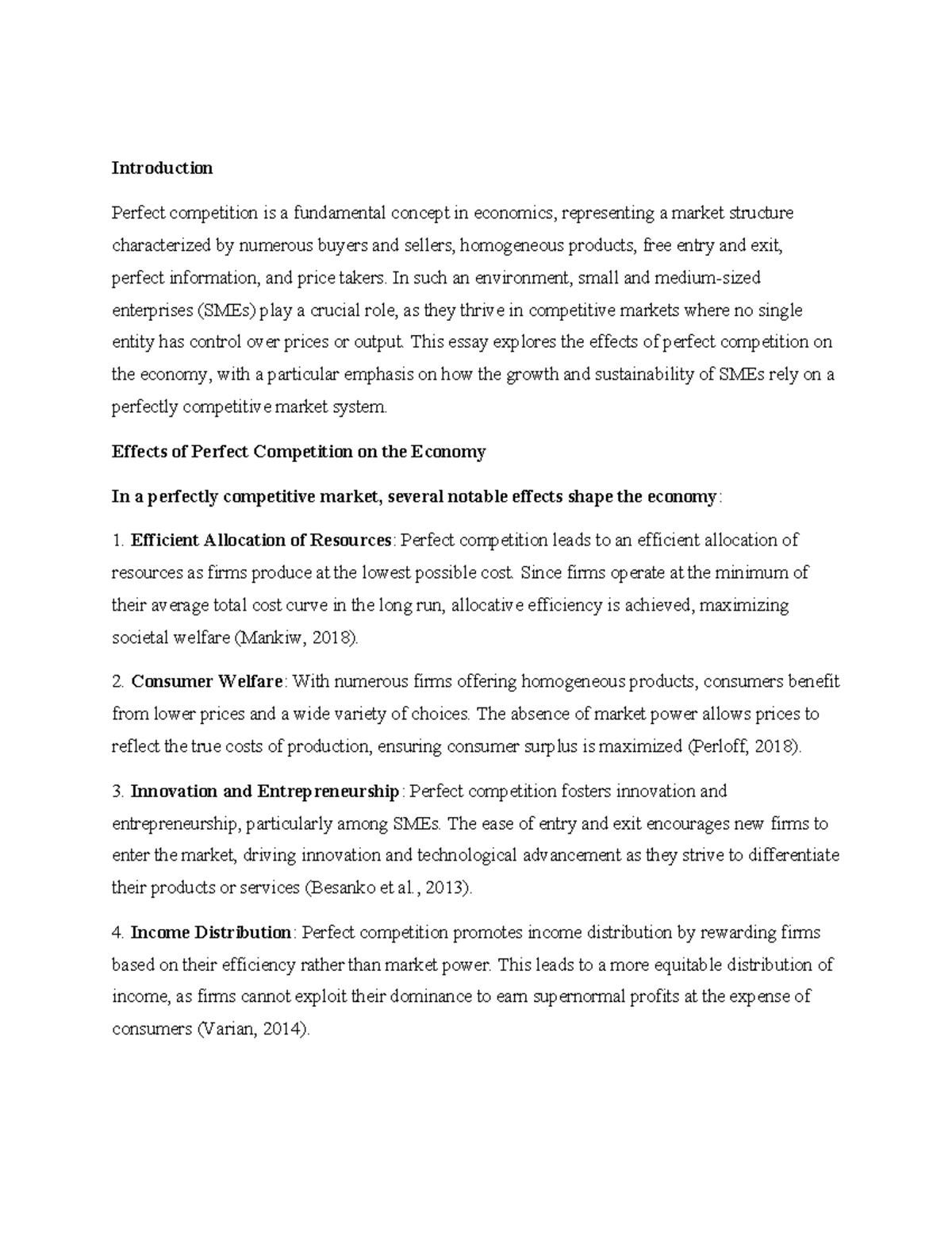 Essay writing structure - Introduction Perfect competition is a ...
