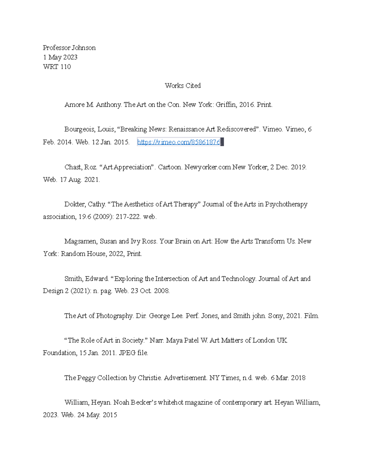 Mockup cited sources assignments - Professor Johnson 1 May 2023 WRT 110 ...