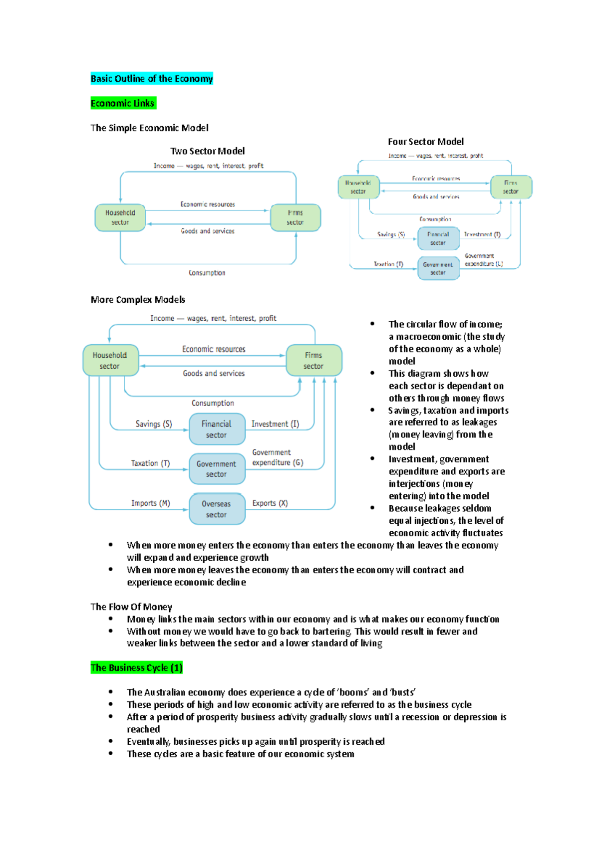Basic Outline of the Economy - Basic Outline of the Economy Economic ...