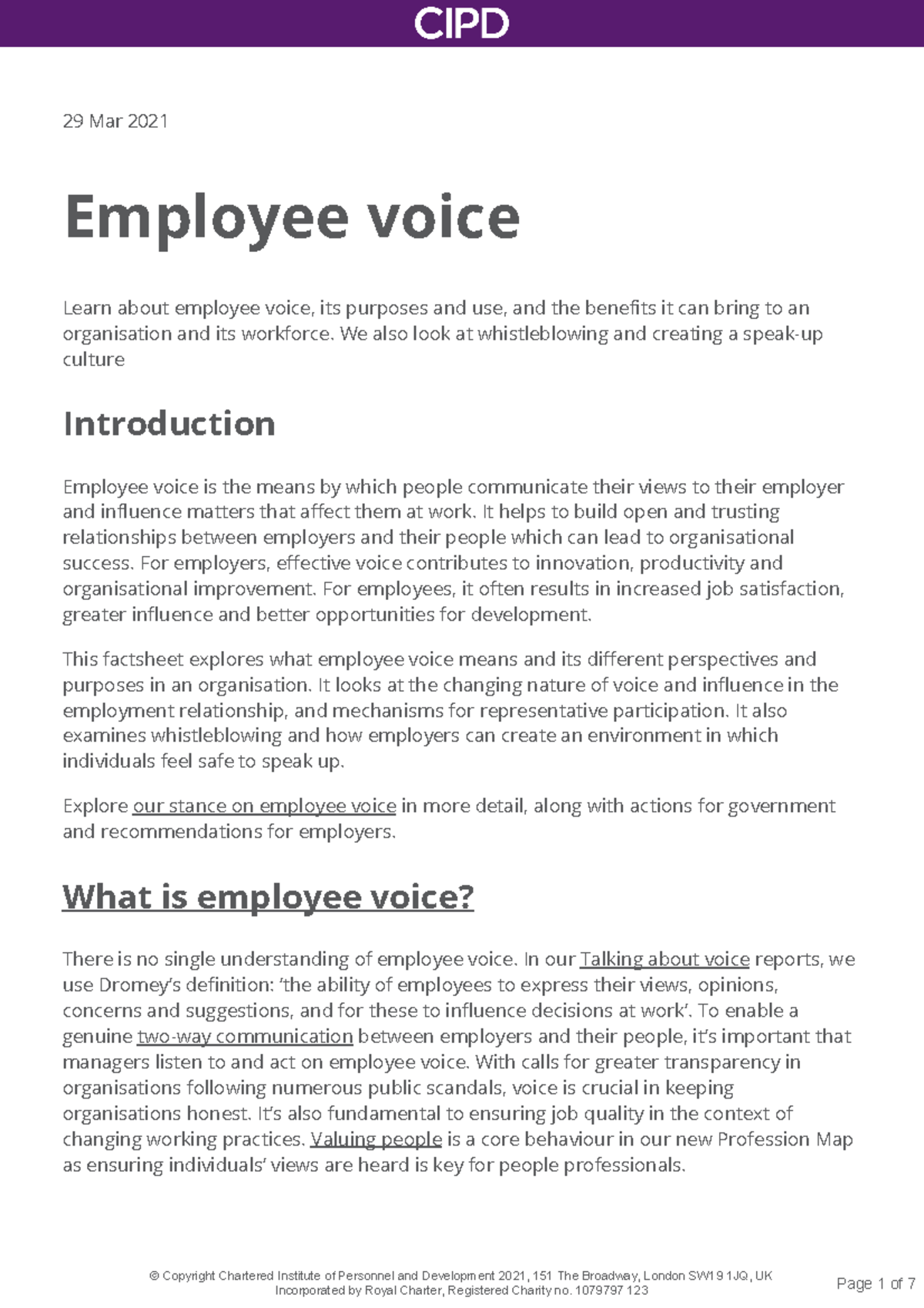 Voice-factsheet 20210331 T194533 - 29 Mar 2021 Employee voice Learn ...