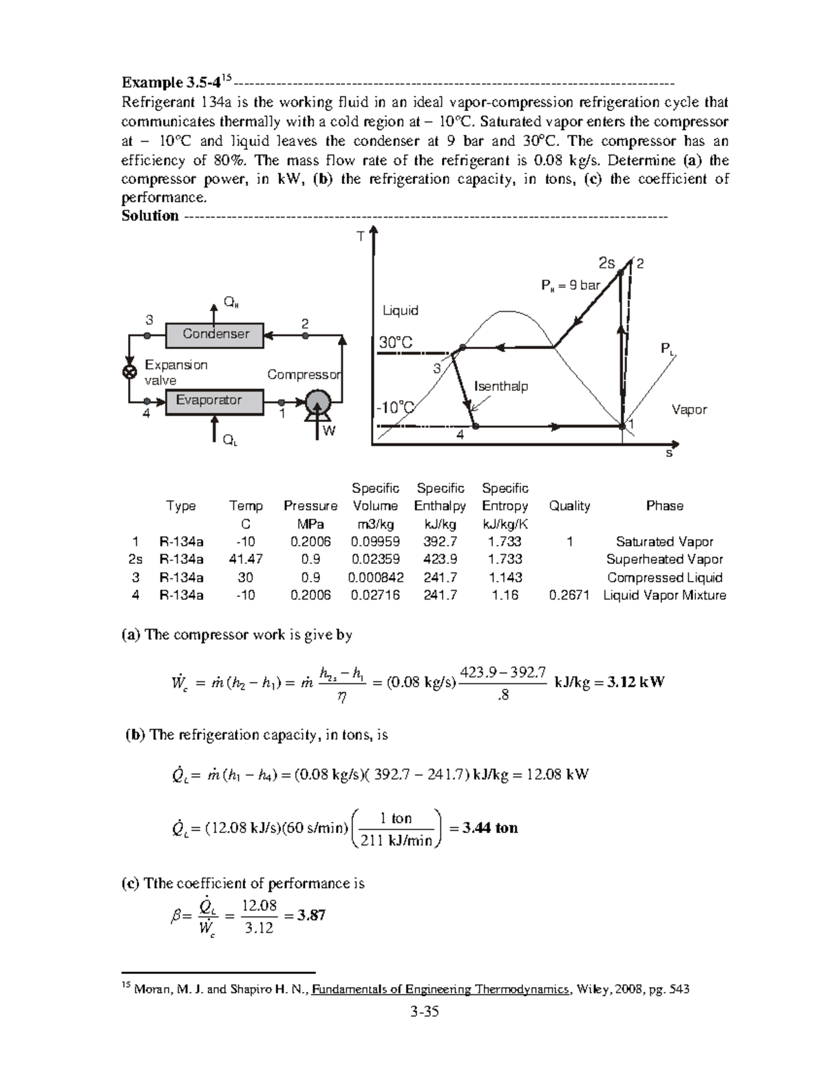 Chemical Engineering-9 - Example 3-4 15 - Refrigerant 134a is the ...