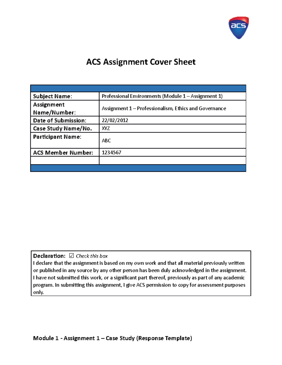 Megha Bindra Assignment 1 - ACS Assignment Cover Sheet Subject Name ...