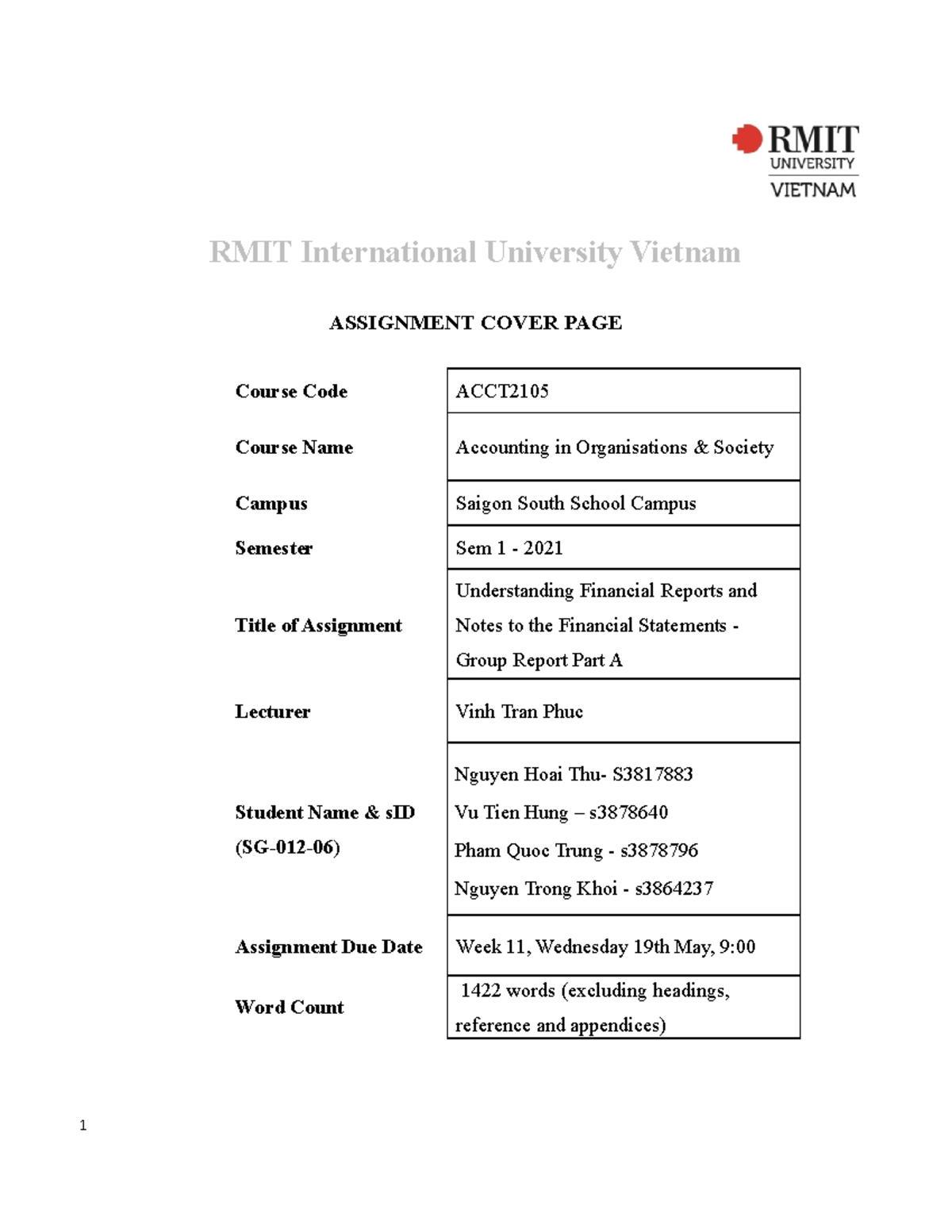 Accounting Assignment-2 SG-12 Group-6-Sustainability Report - RMIT ...