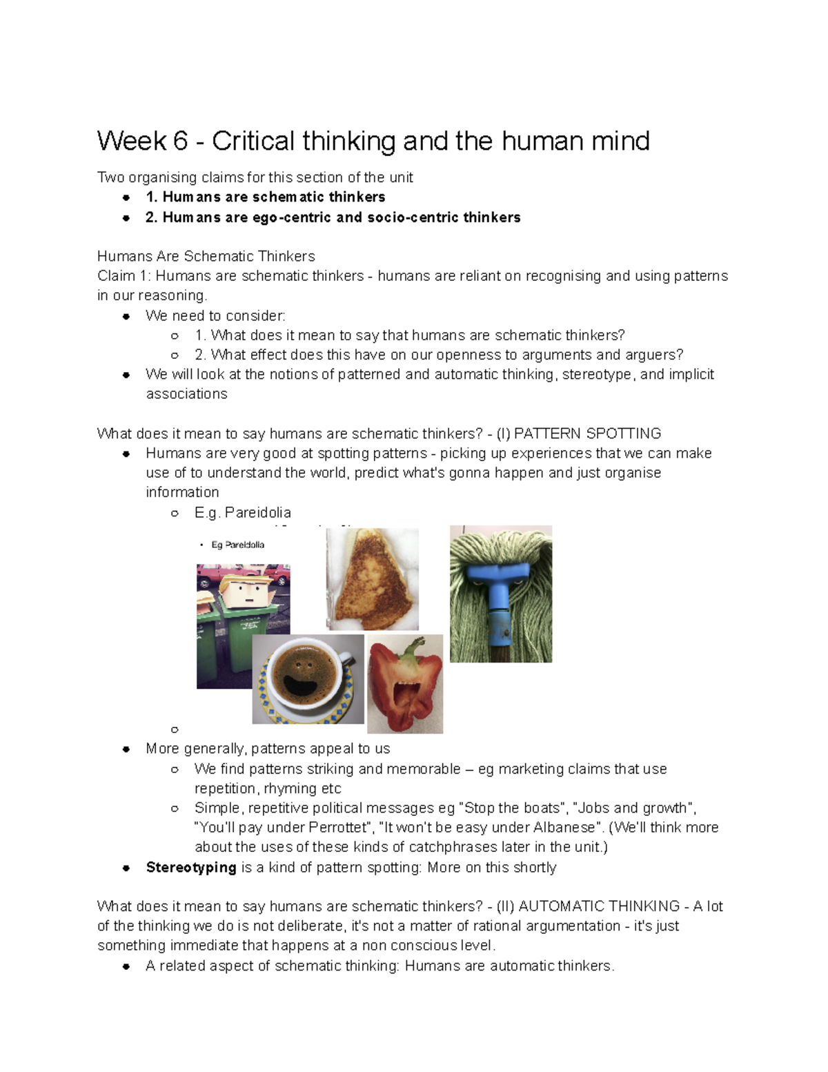 Week 6- 1phil - lecture notes - Week 6 - Critical thinking and the ...