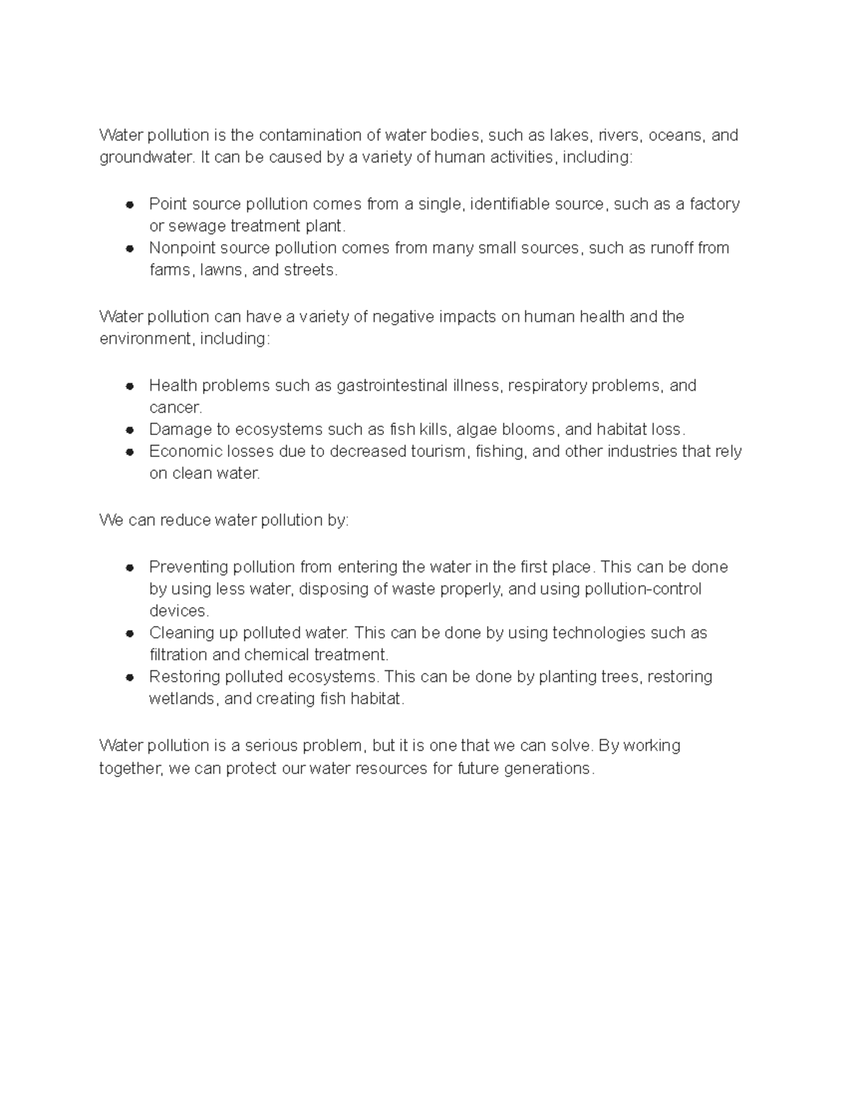 Lecture 3 Water Pollution - Water pollution is the contamination of ...