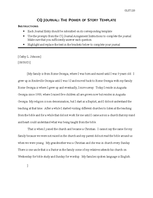 CQ Journal - CQ Assessment Reflection Assignment - Copy - Summary Use ...