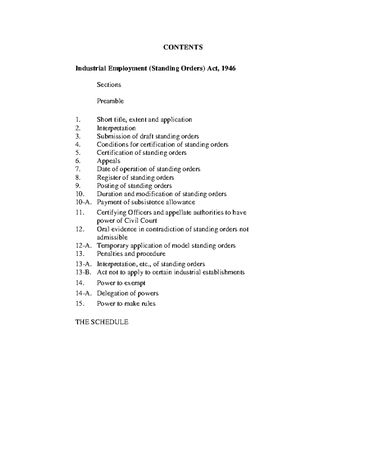 Industrial Employment Standing Orders Act 1946 - CONTENTS Industrial ...