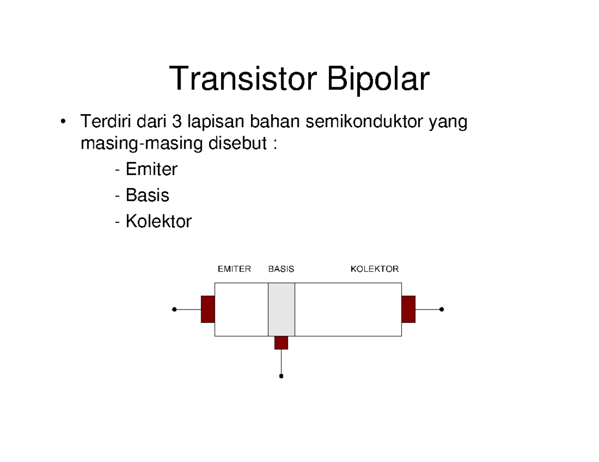 Tke slide transistor bipolar - Transistor Bipolar Terdiri dari 3 lapisan bahan semikonduktor ...
