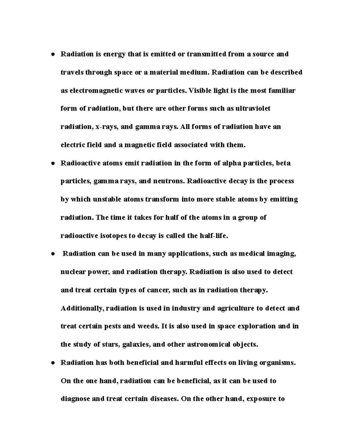 Radiation Physics Notes - Radiation is energy that is emitted or ...