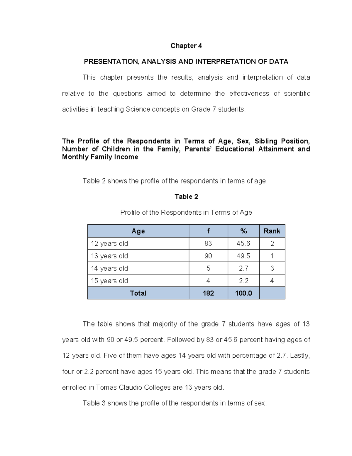 7 Chapter 4-5 - Chapter 4 PRESENTATION, ANALYSIS AND INTERPRETATION OF ...