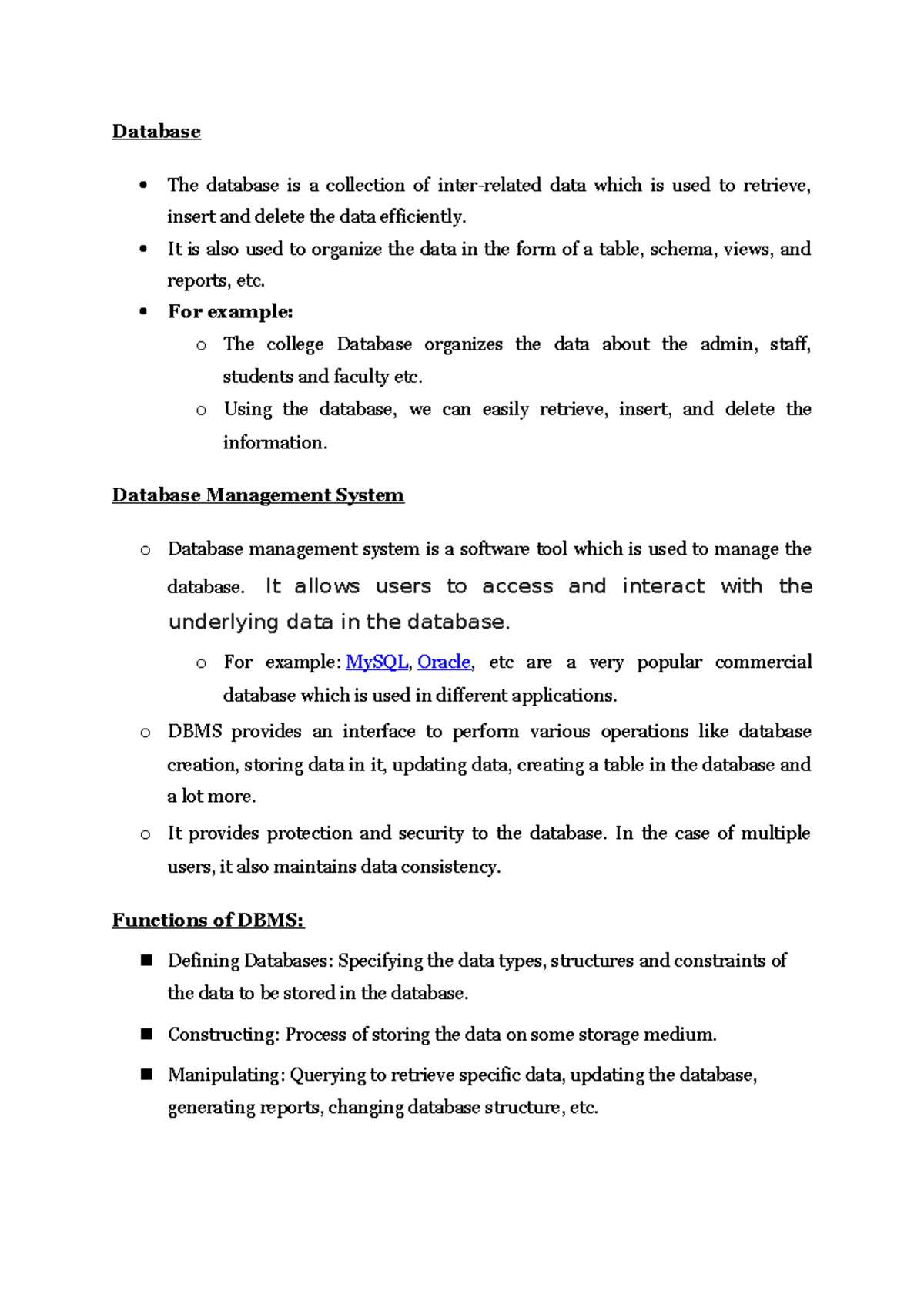 1.Database system Application - Database The database is a collection ...