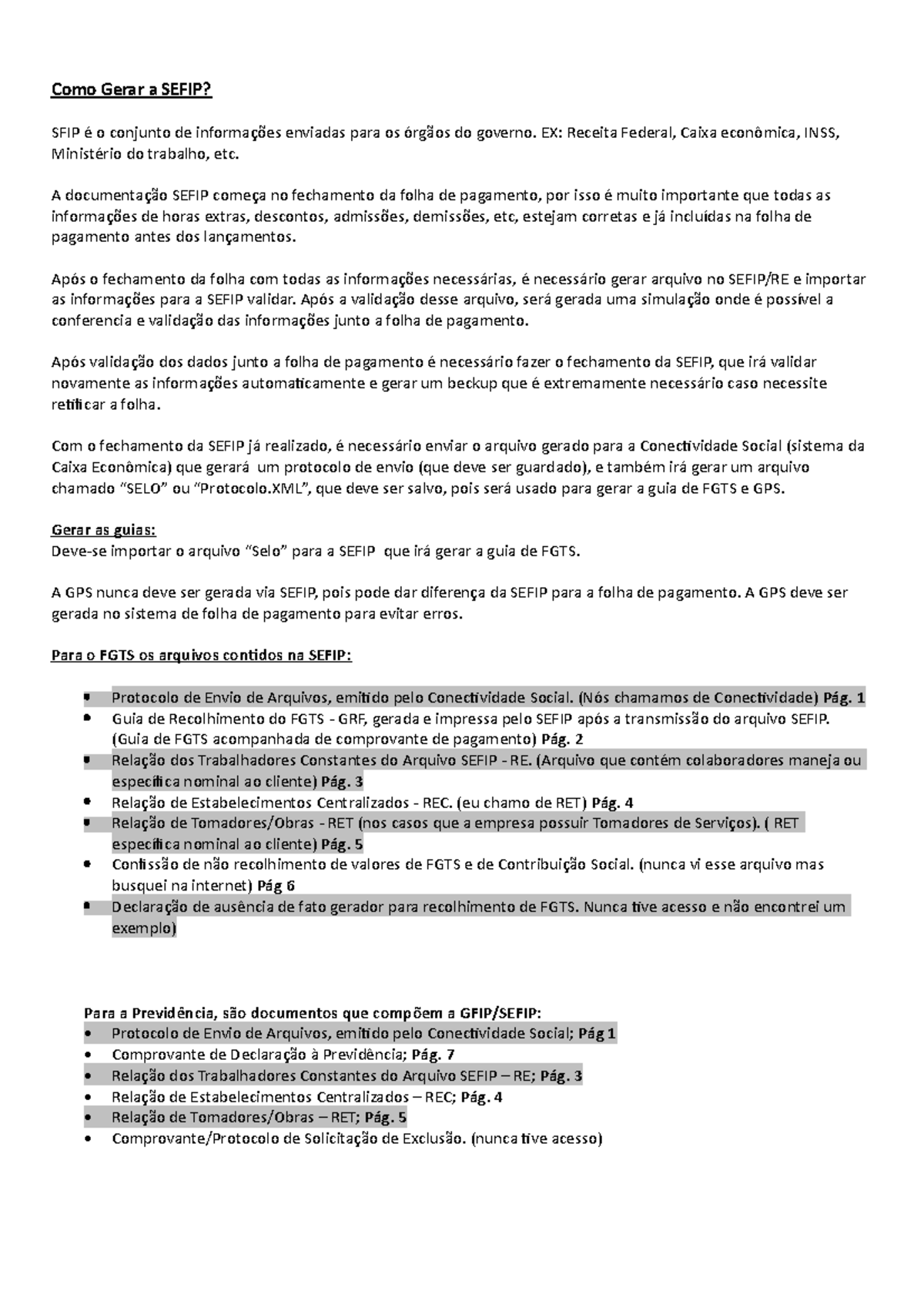 Como Gerar a Sefip - Apontamentos 1 - Gestão De Pessoas - UNINOVE - Studocu