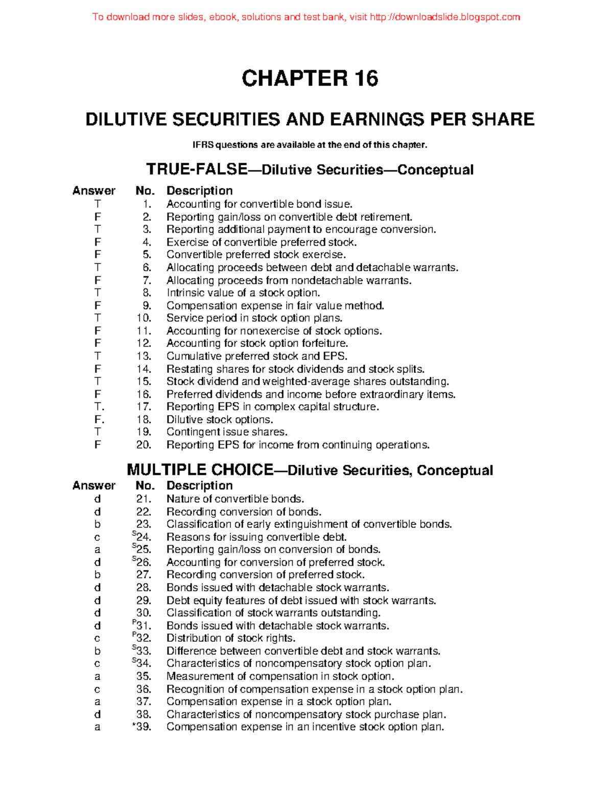 Dokumen - CHAPTER 16 DILUTIVE SECURITIES AND EARNINGS PER SHARE IFRS questions are available at ...