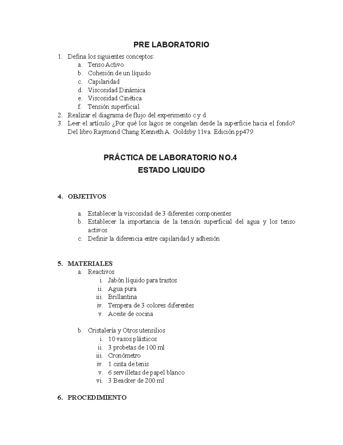 QI2 Práctica DE Laboratorio No. 4 - PRE LABORATORIO Defina los ...