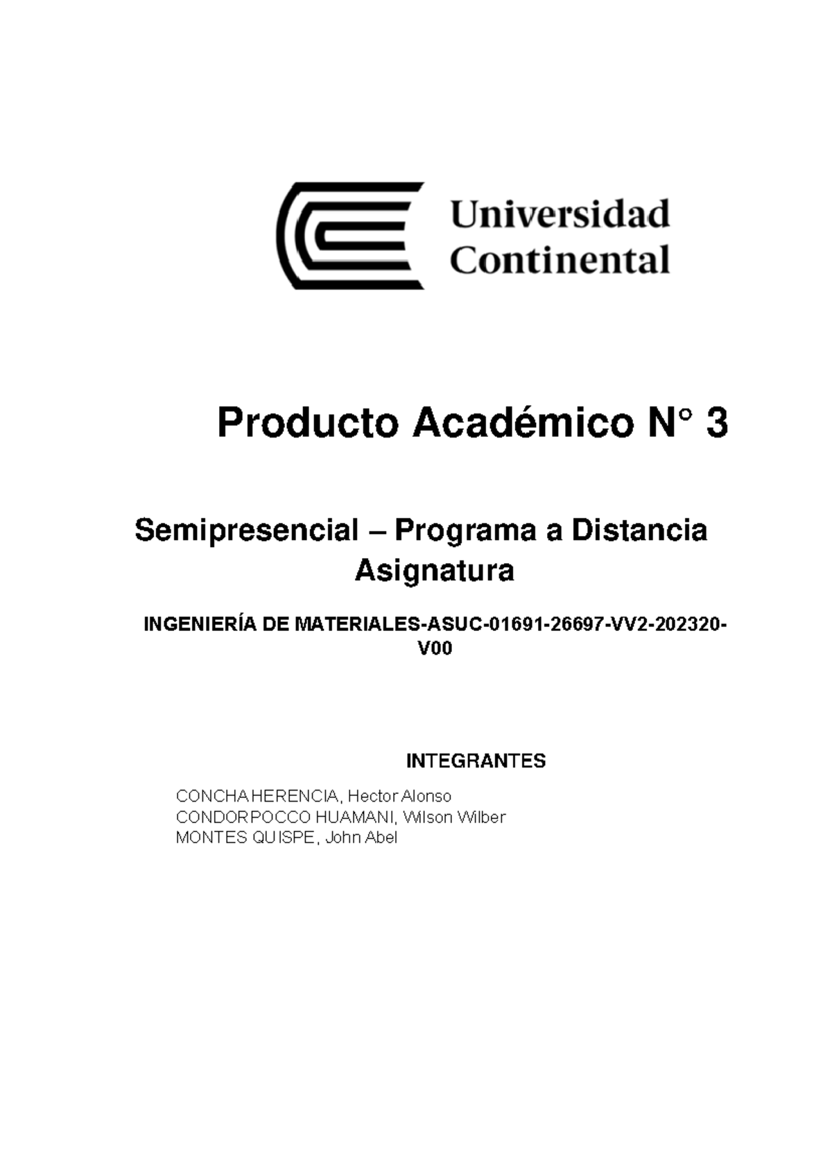 Ingenieria Materiales PA3 - Producto Académico N° 3 Semipresencial – Programa a Distancia ...