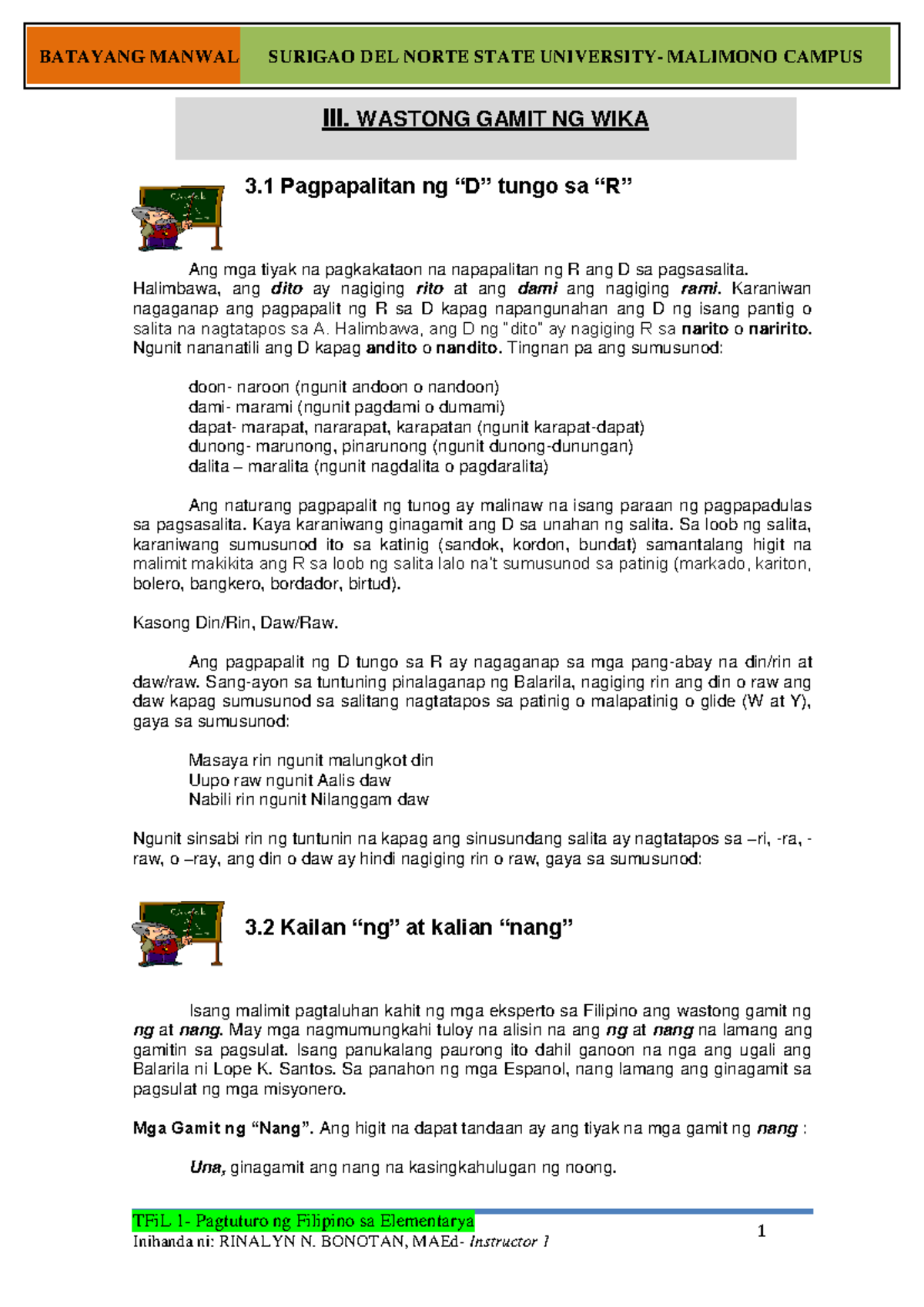 TFi L 1- Module III - TFiL 1- Pagtuturo ng Filipino sa Elementarya 1 3 ...