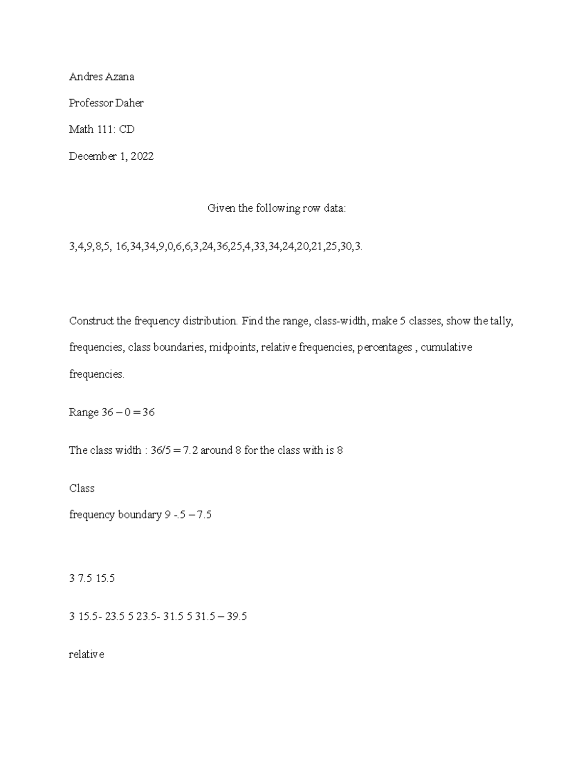 Math 111 Review For Final 2022 - Andres Azana Professor Daher Math 111 ...